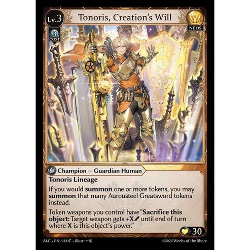 [Alter版] [Neos] Tonoris, Creation's Will [ALC014-C] [Grand Archive TCG ...